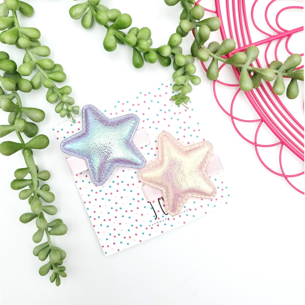 Κλιπς Mermaid Stars Μωβ-Ροζ - JOY Handmade Boutique