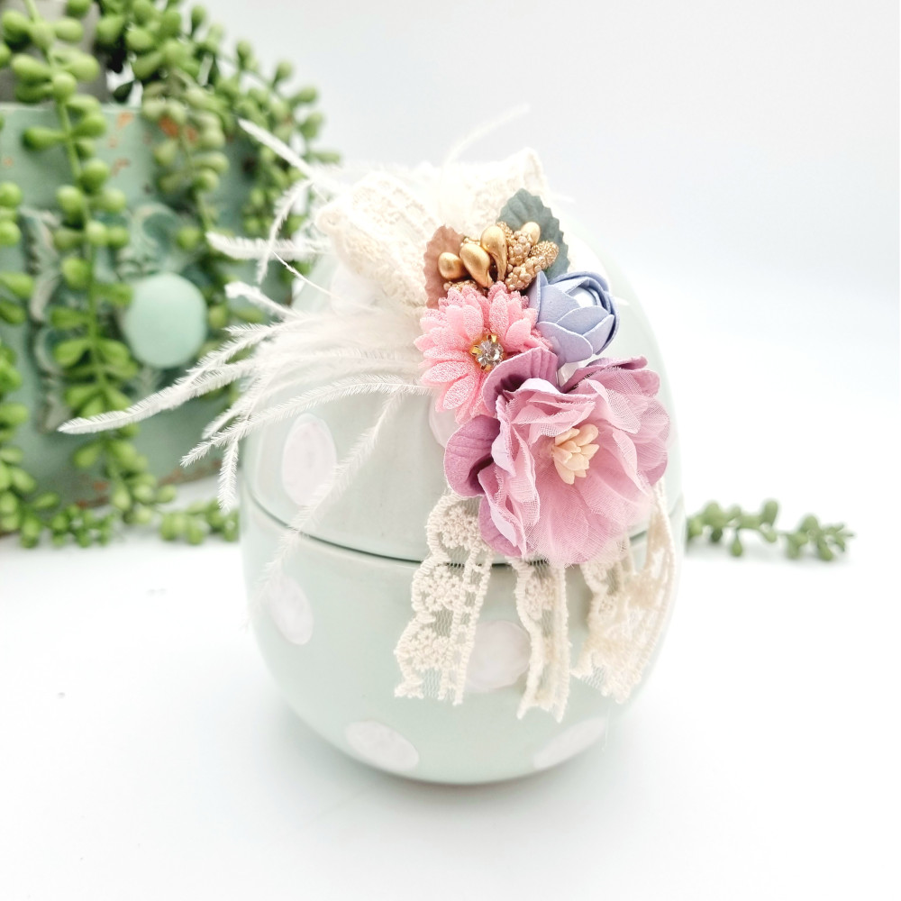 Κεραμικό Αυγό Ανοιγόμενο Σιέλ Πουά - JOY Handmade Boutique